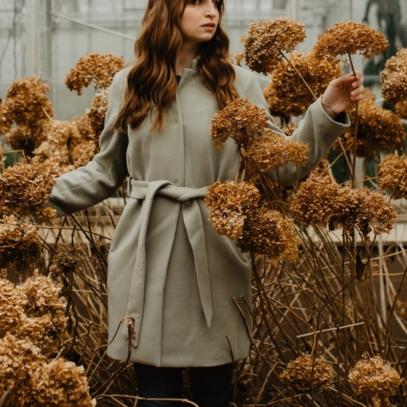 H&M | Jackets & Coats | Wrap Green Pea Coat Winter Jacket Coat From Hm ...